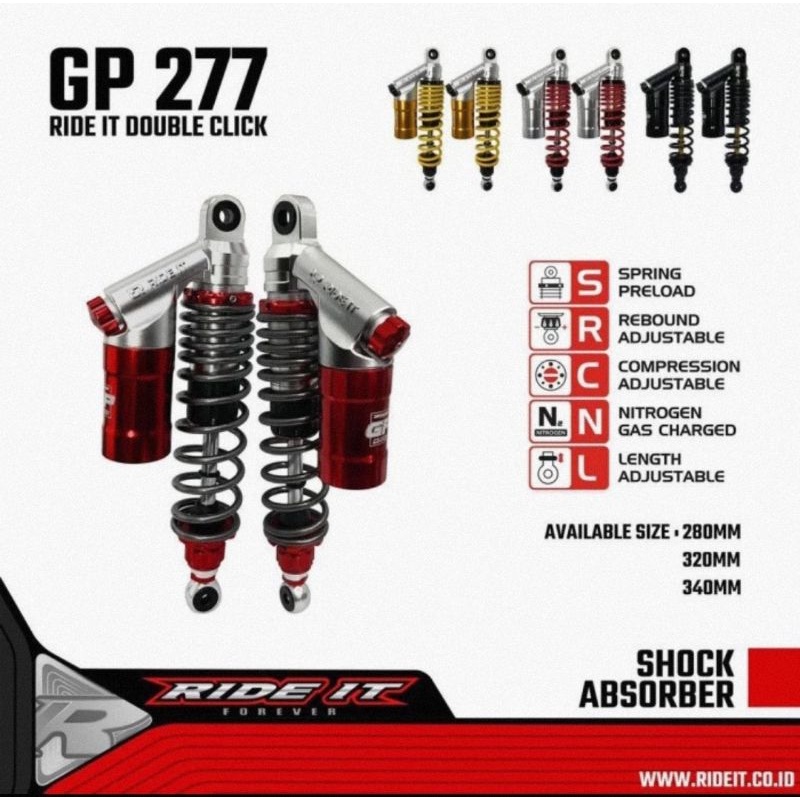 Jual Shock Ride It GP 277 RDC Double klik fungsi Ukuran 28 32 34 ...