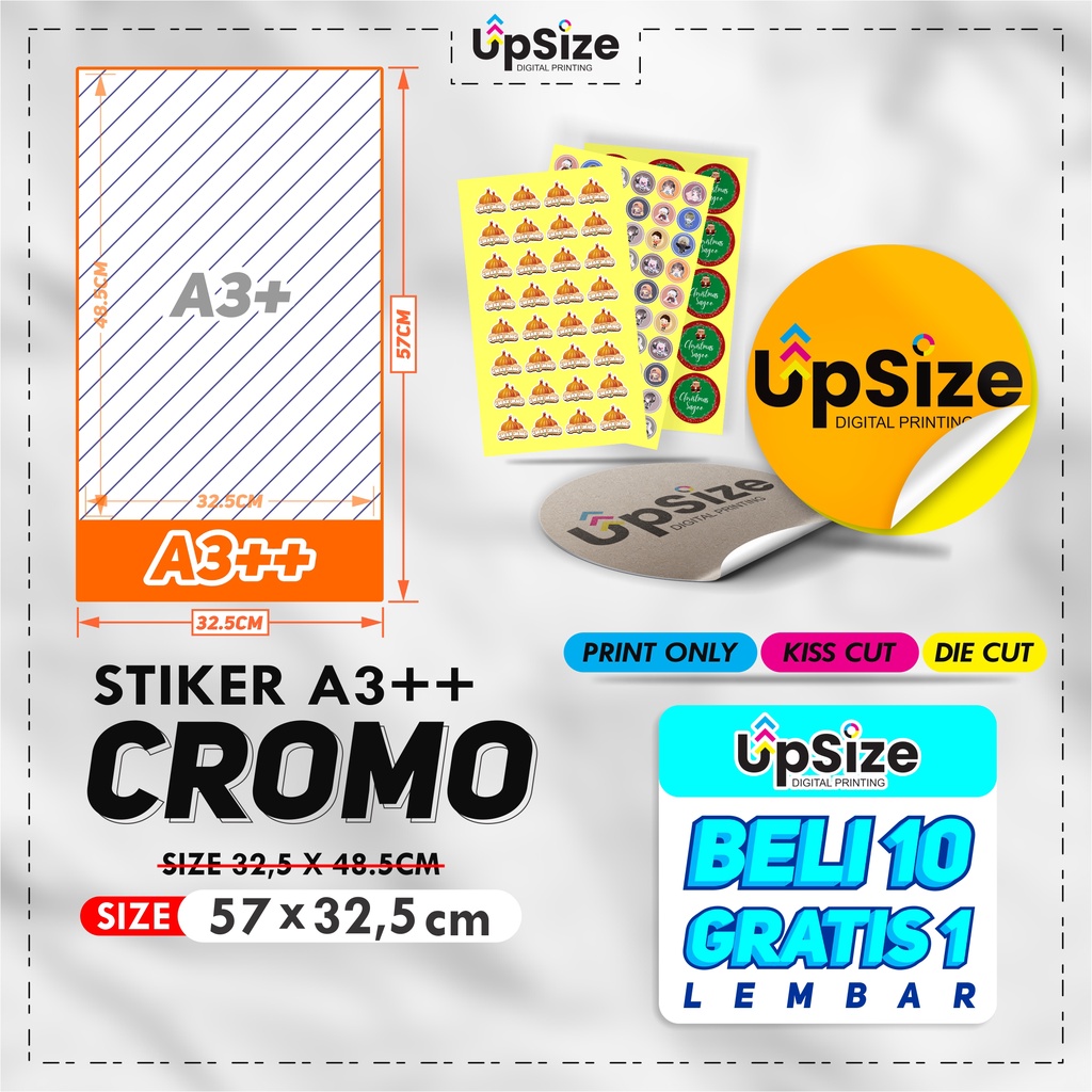 Jual CETAK STIKER CROMO A3++ SIZE BESAR 57x32.5CM LABEL KEMASAN A3+ CUT ...