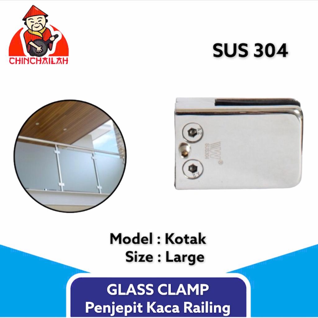 Jual Glass clamp / Clip / Penjepit / Klem jepitan kaca kotak railing ...