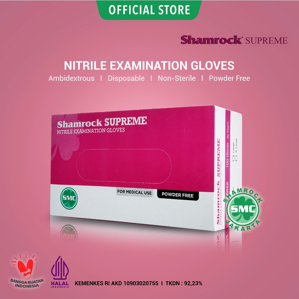 Jual SHAMROCK SUPREME NITRILE Examination Gloves Powder Free | Sarung ...