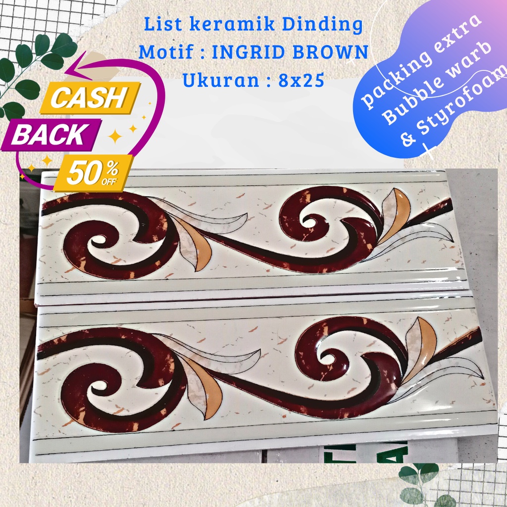 Jual List keramik dinding ukuran 8x25 minimalis motif ingrid brown ...