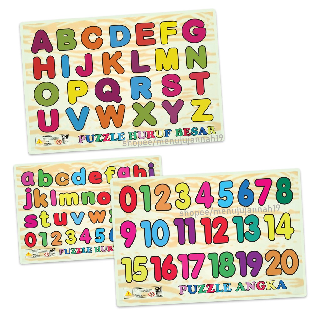 Jual PUZZLE HURUF BESAR , HURUF KECIL & ANGKA, ANGKA 0-20 - Mainan ...