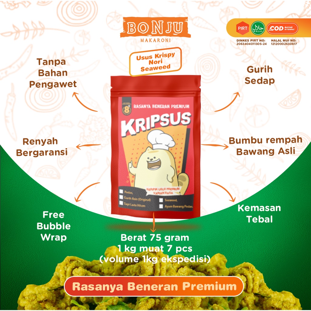 Jual cemilan camilan kripik usus snack kripik usus ayam nori seaweed ...