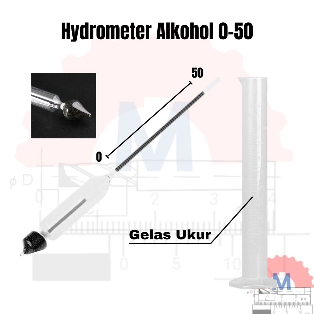 Jual Hydrometer Alkohol set tabung ukur alcohol meter 0-50 | Shopee ...