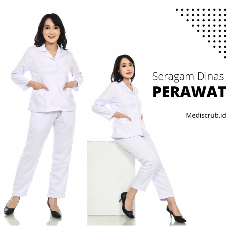 Jual Mediscrub - Baju Dinas Perawat Kerah Rever Seragam Dokter Nakes ...
