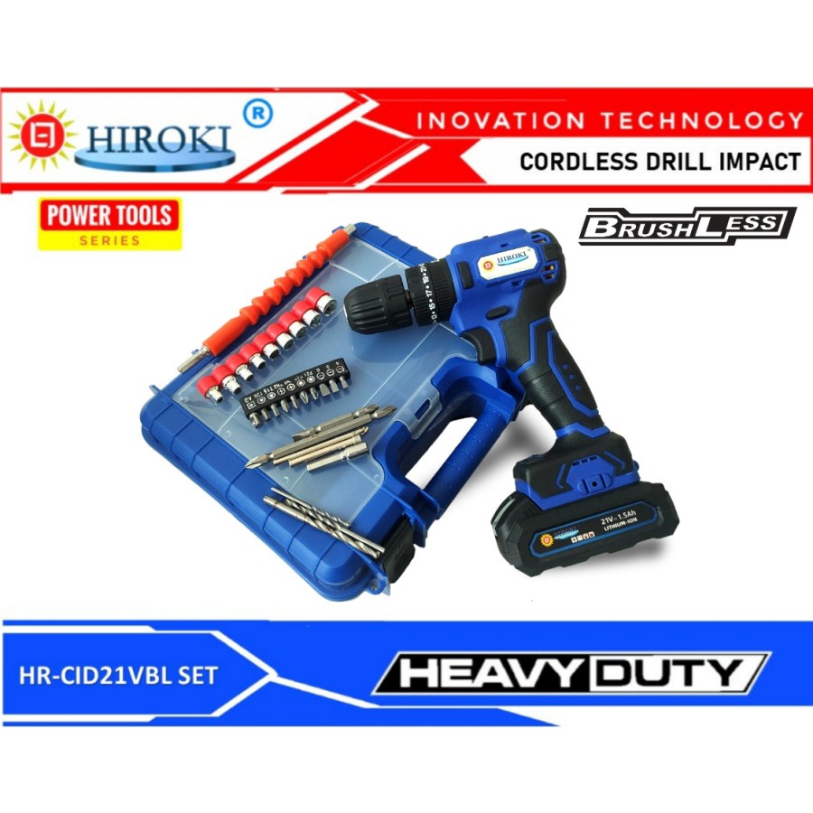Jual Promo COD Mesin Bor Cordless Drill Impact Dril Screwdriver HIROKI ...