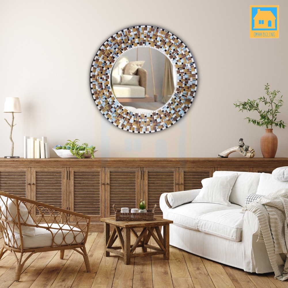 Jual Kaca Cermin Bulat Mozaik / Diameter 60cm / Cermin Kaca Hias ...