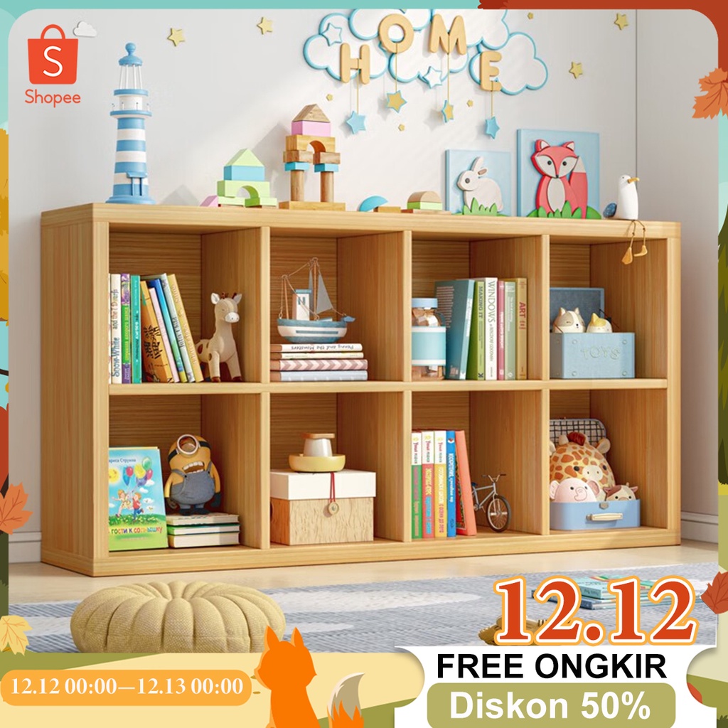 Jual IH Rak Buku Kayu Minimalis 8 kompartemen Mudah Rak Serbaguna ...