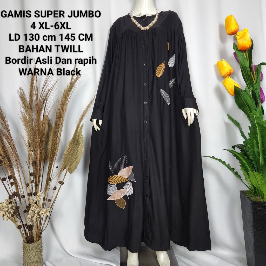 Jual Gamis Hitam Super Jumbo Ld 130 Cm Model Bordir Kekinian | Shopee ...