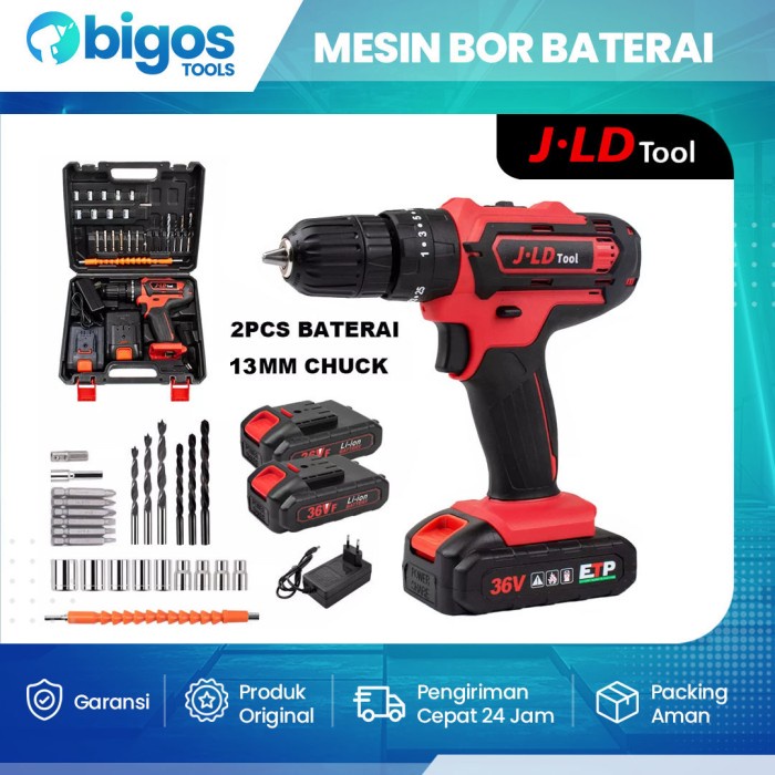 Jual bor cordless jld 36v - bor cordless jld 36v 13mm 2 baterai ...