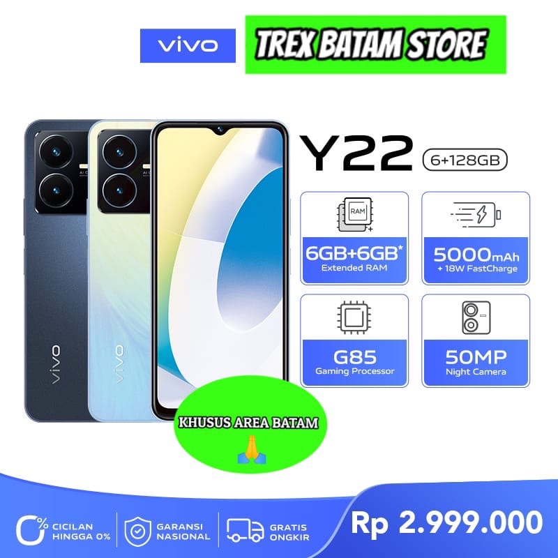 Jual VIVO Y22 6/128GB HELIO G85 GAMING PROCESSOR (BATAM) | Shopee Indonesia