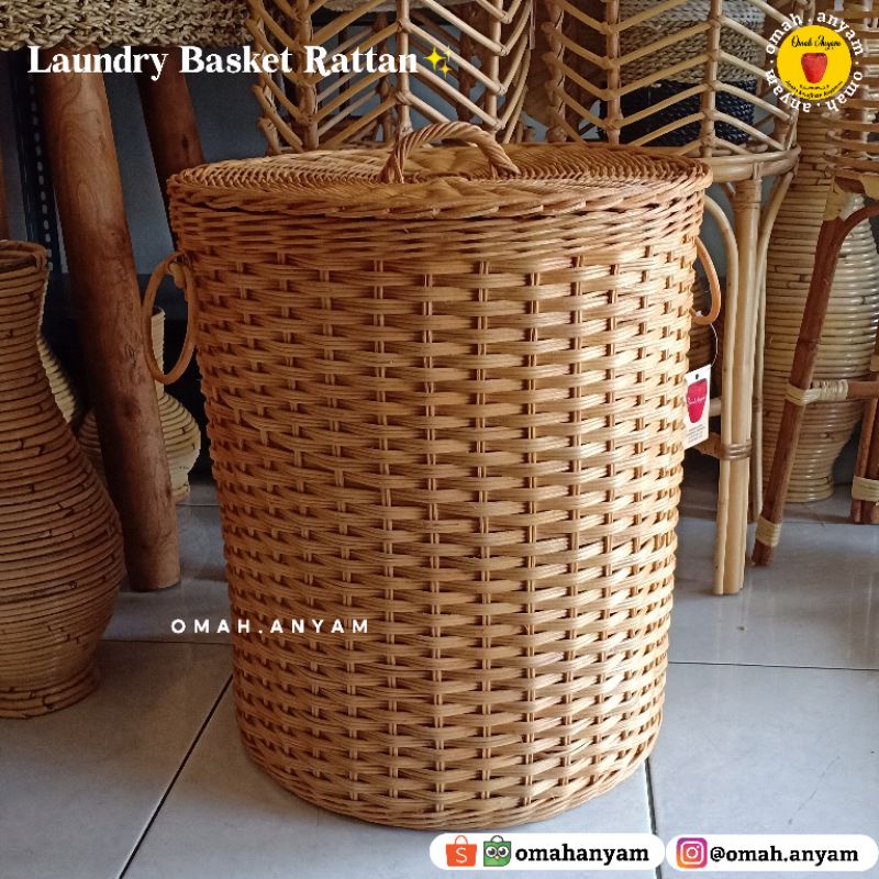 Jual Keranjang Laundry Tutup Rotan | Rattan Laundry Basket | Keranjang ...