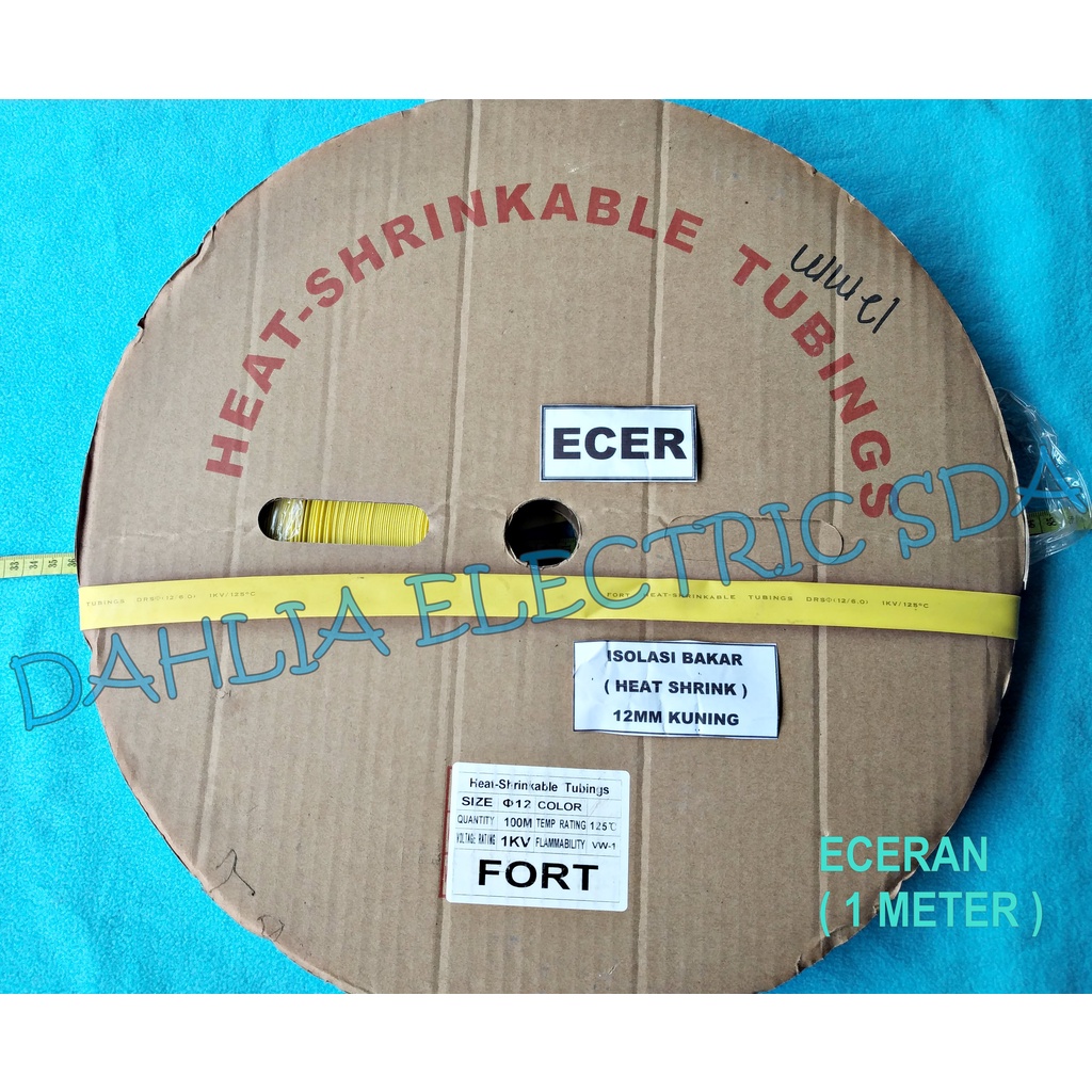 Jual ISOLASI BAKAR (HEAT SHRINK) 12mm KUNING ECERAN (PER METER ...