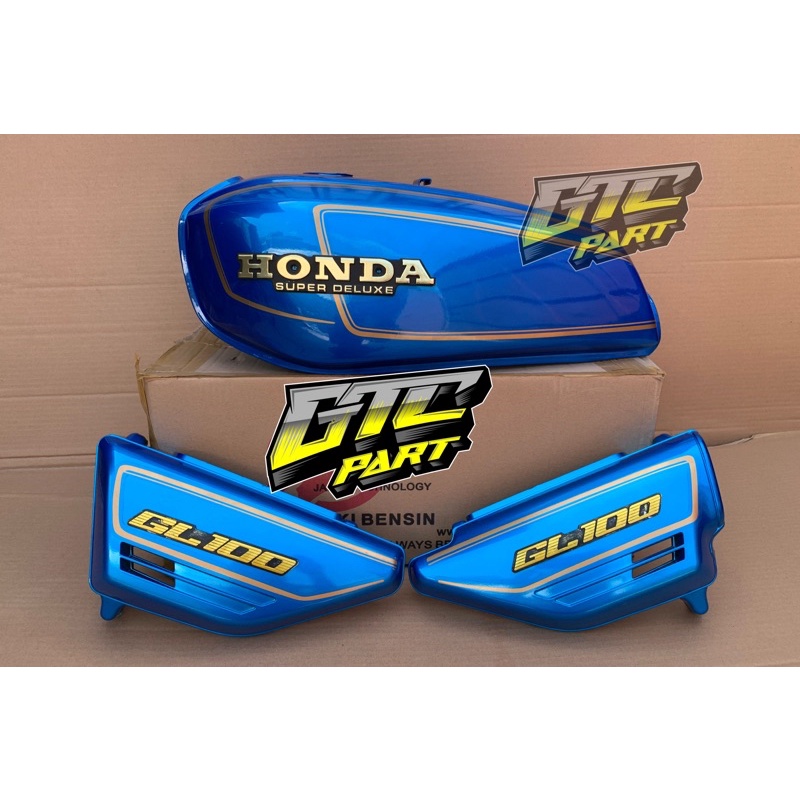 Jual Tangki tengki gl 100 pres pabrik warna biru candy tone set bok aki gl 100 stiker cacing gl ...