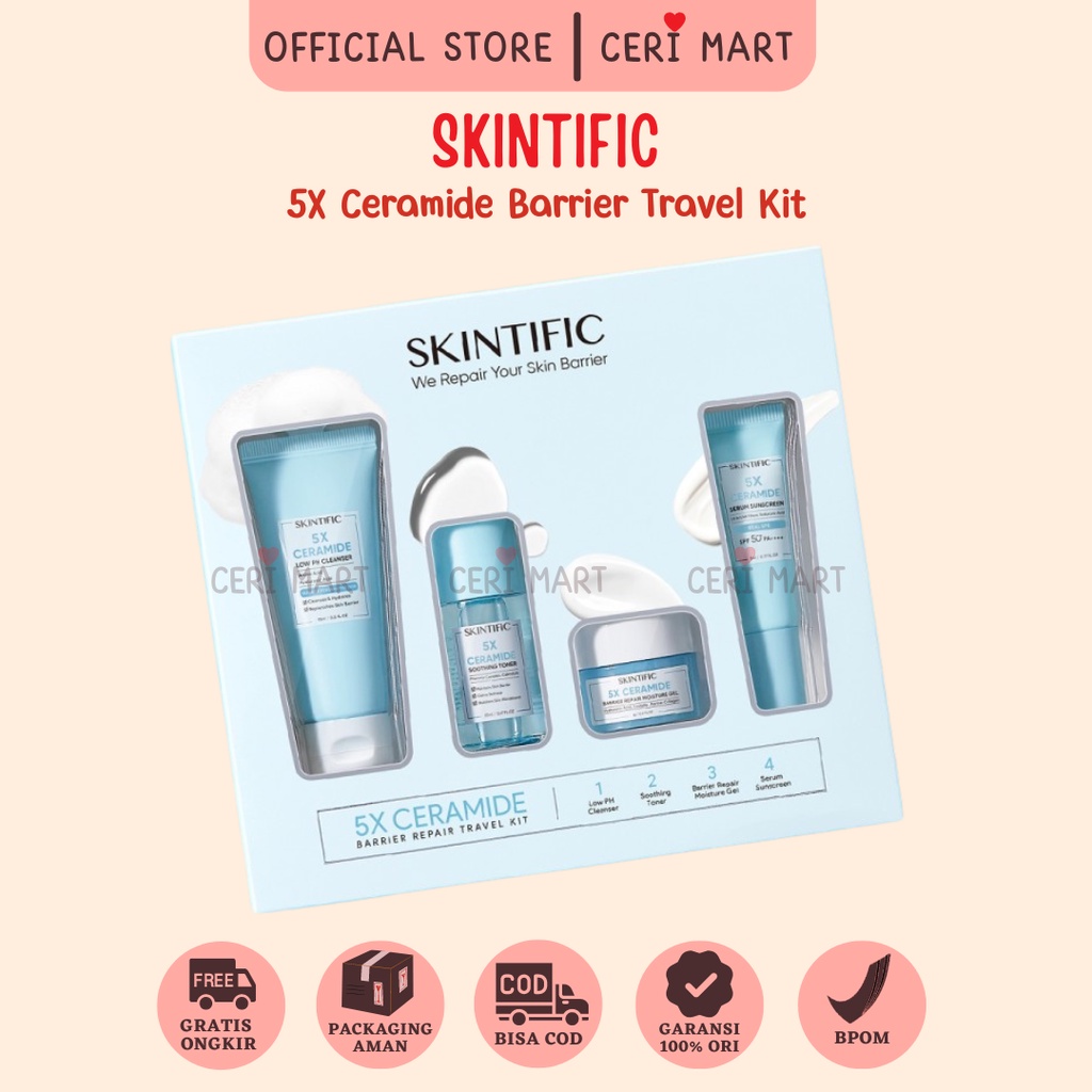 Jual SKINTIFIC 5X Ceramide Travel Kit Skincare Paket Moisturizer ...