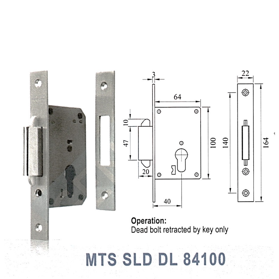 Jual Dekkson MTS SLD DL 84100 SSS/Mortise Lock, Body kunci sliding (BO ...