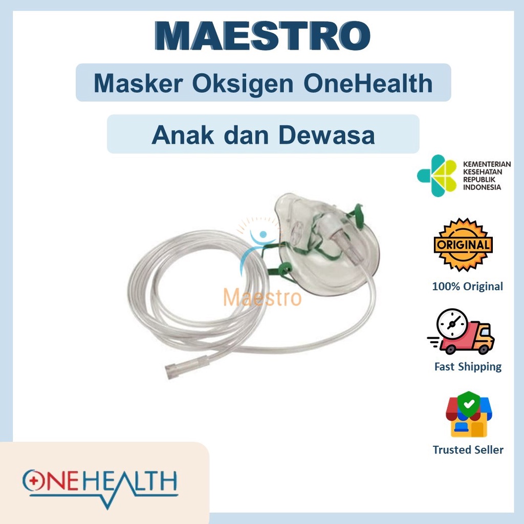 Jual Masker Oksigen OneHealth Oxygen Mask Selang O2 Bayi Anak Dewasa ...