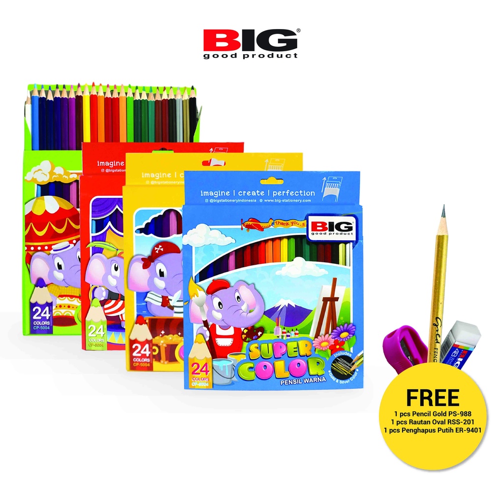 Jual BIG Pensil Warna Set Lengkap 24 Panjang CP-5004 | Shopee Indonesia
