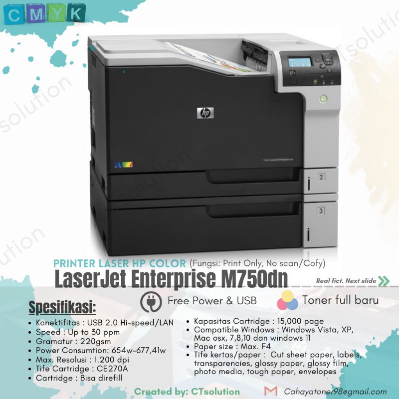 Jual Printer A3 Color HP LaserJet Enterprise M750 - Murah rekomendasi ...