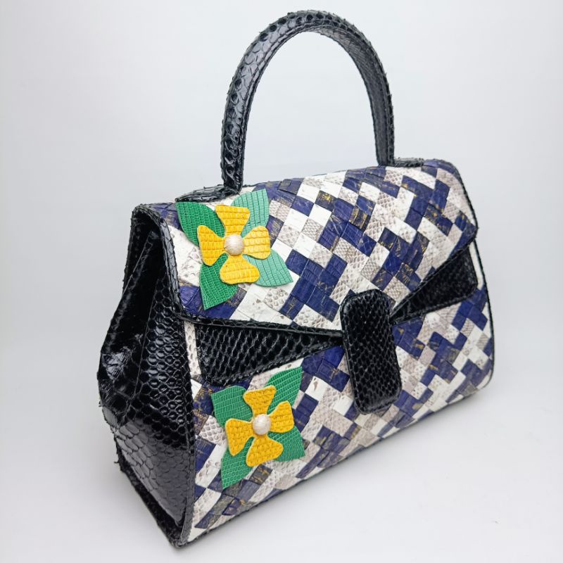 Jual Tas Wanita Anyaman Kulit Asli Uler Sanca/Python Webbing Top Handle ...