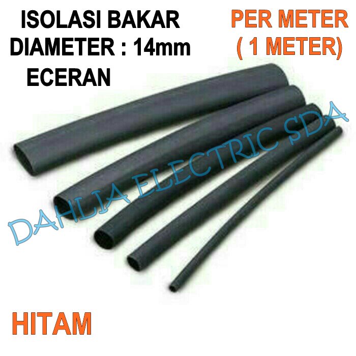 Jual ISOLASI BAKAR ( HEAT SHRINK ) 14MM HITAM ECERAN ( HARGA PER METER ...