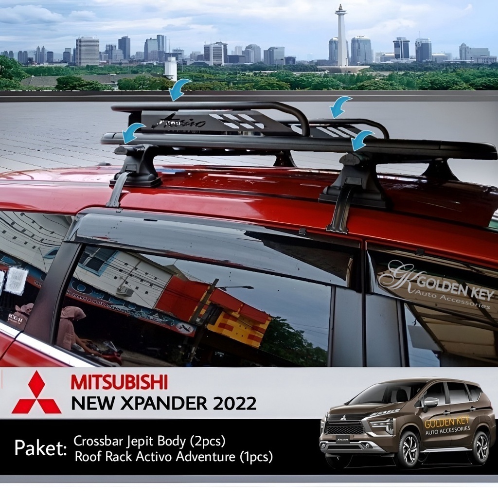 Jual PAKET New Xpander 2022 Roof Rack Activo Adventure + Crossbar Jepit ...
