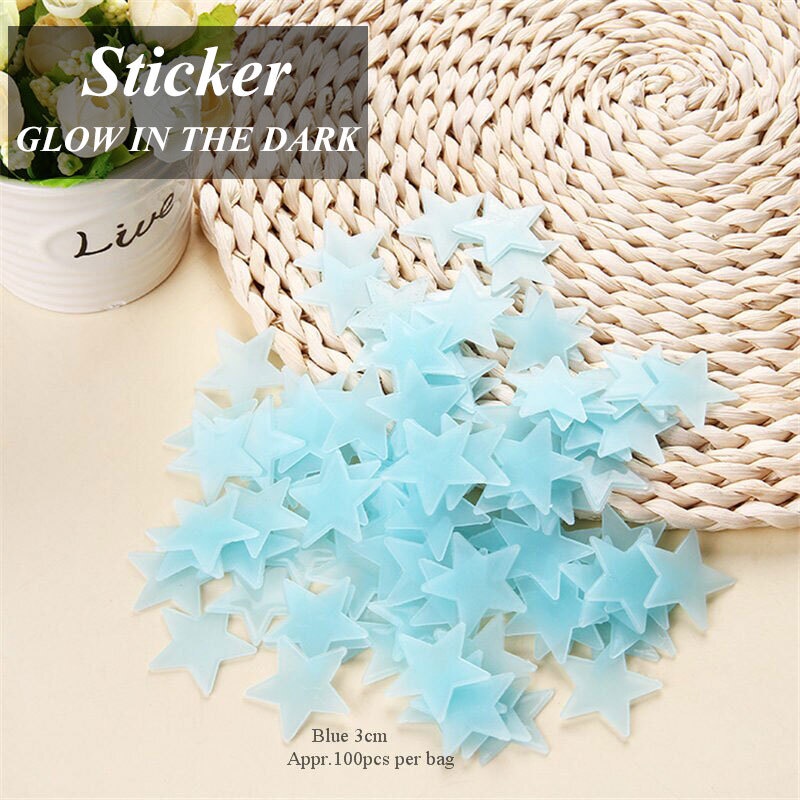 Jual Stiker Dekorasi Bintang Glow in Dark 3cm 100PC Star Sticker ...