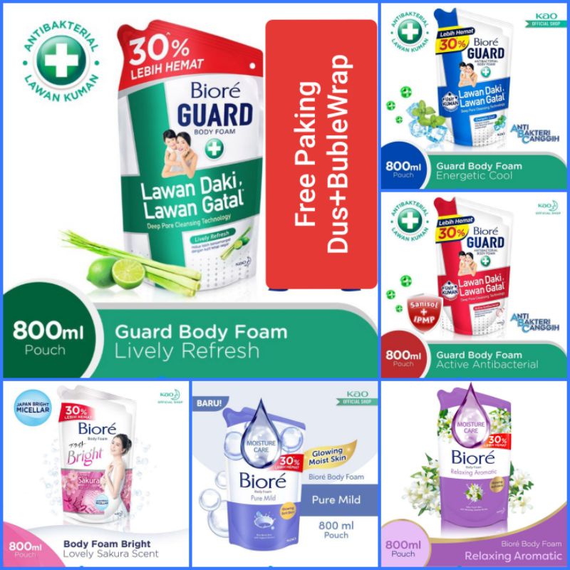 Jual Biore Body Foam/Biore Guard Sabun Mandi Cair 800 mL | Shopee Indonesia