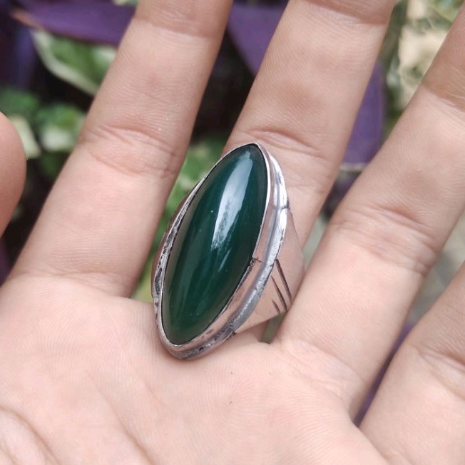 Jual Cincin batu hijau kinyang daun model pandan ring monel | Shopee ...
