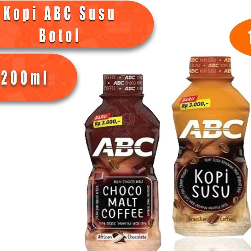 Jual ABC Minuman Botol 200 ml Kopi Choco Malt dan Kopi Susu | Shopee ...