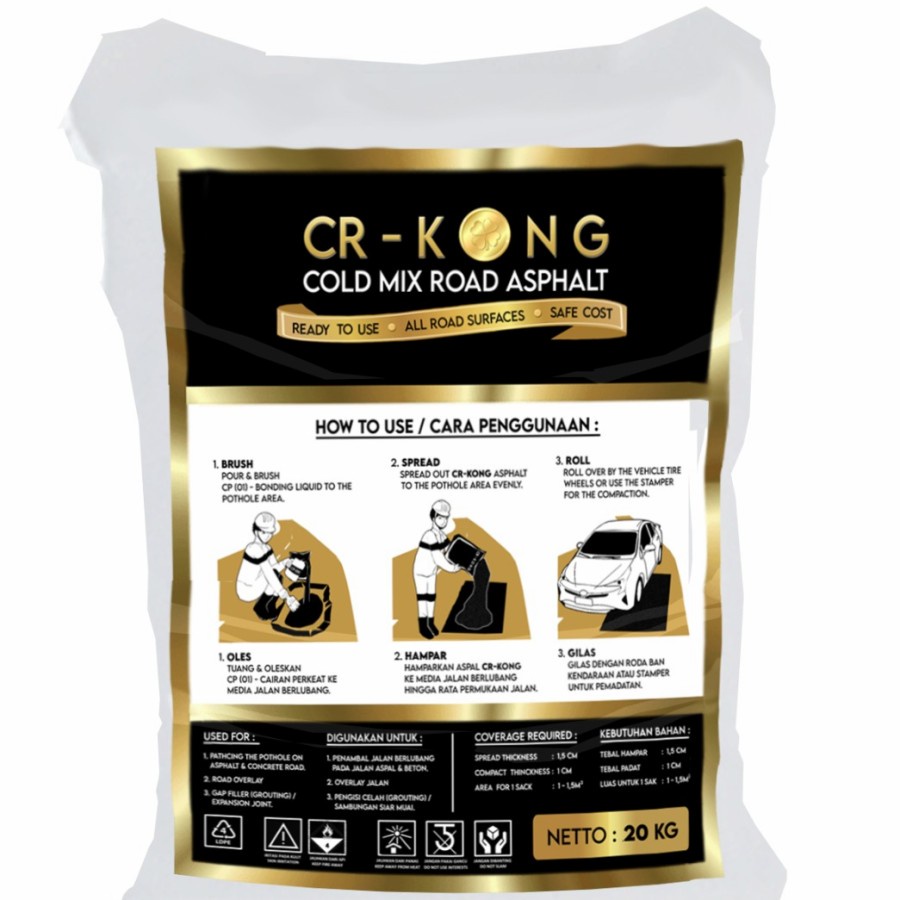 Jual ASPAL DINGIN INSTAN COLD MIX COLDMIX INSTANT ASPALT 20 KG ASPHALT ...