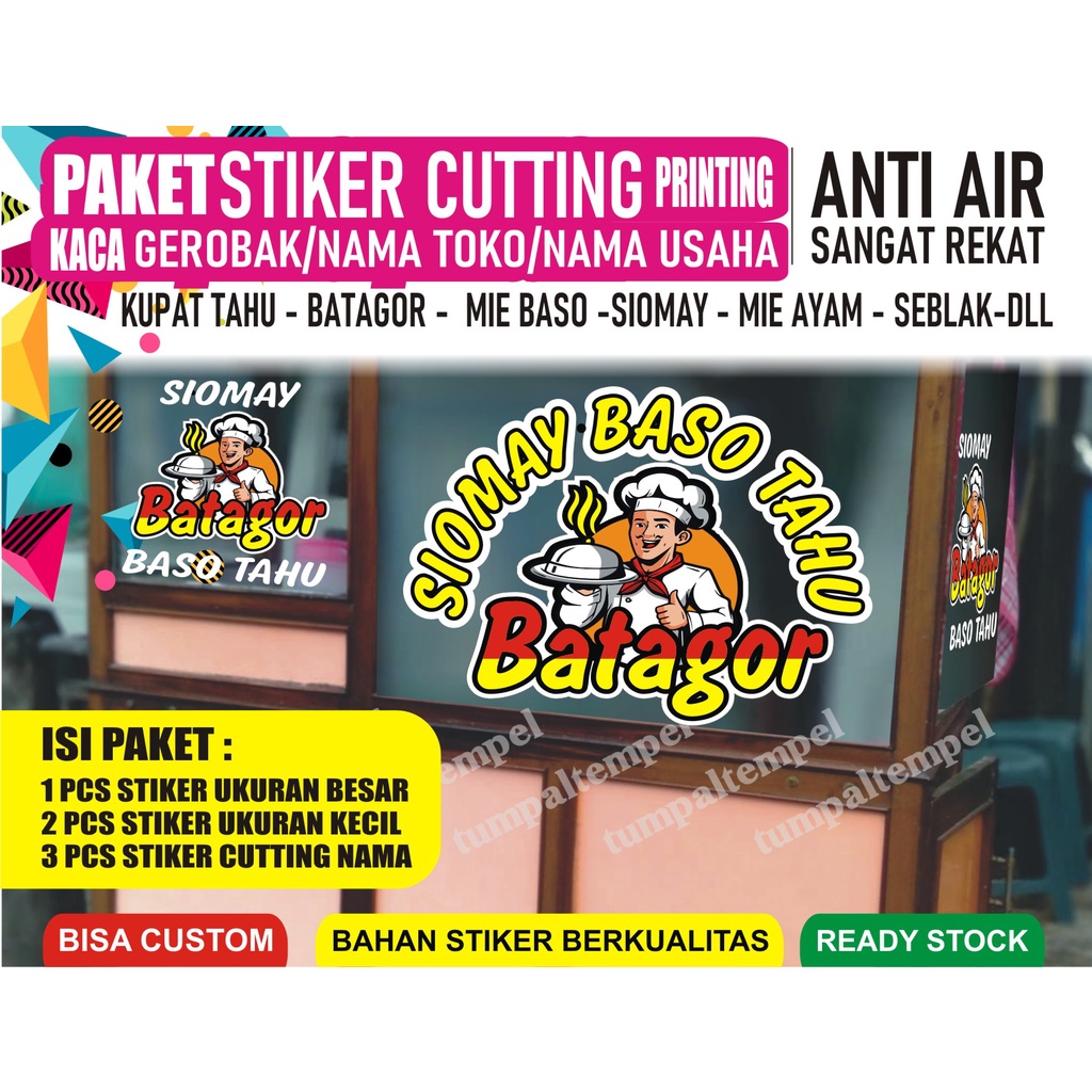 Jual PAKET STIKER KACA GEROBAK TULISAN SIOMAY BASO TAHU | Shopee Indonesia