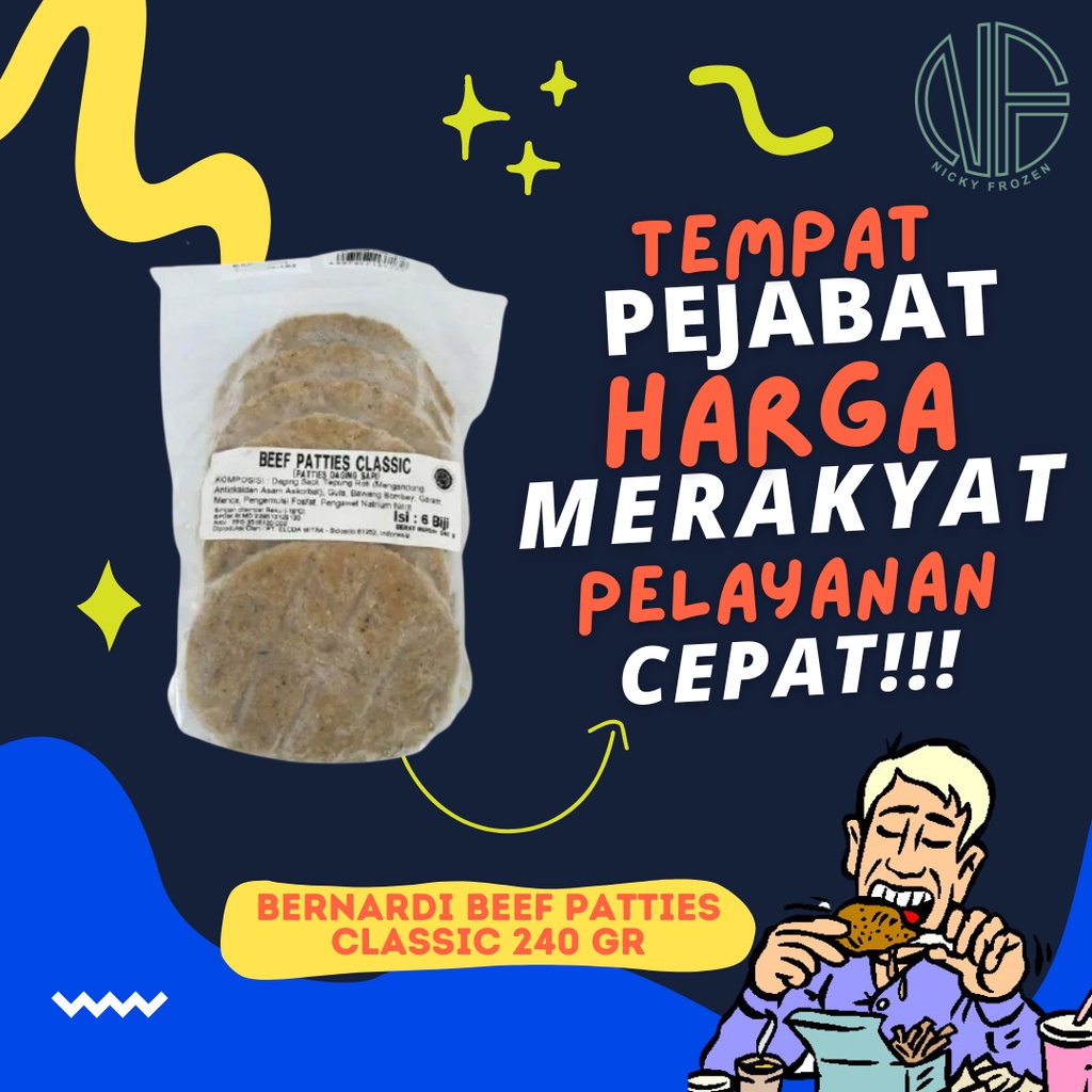 Jual BERNARDI BEEF PATTIES CLASSIC 240 GR | Shopee Indonesia