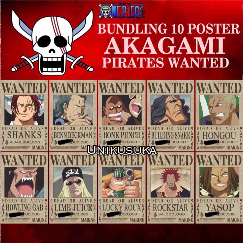 Jual [UNIKUSUKA] POSTER ONE PIECE BOUNTY WANTED RED HAIR PIRATES ...
