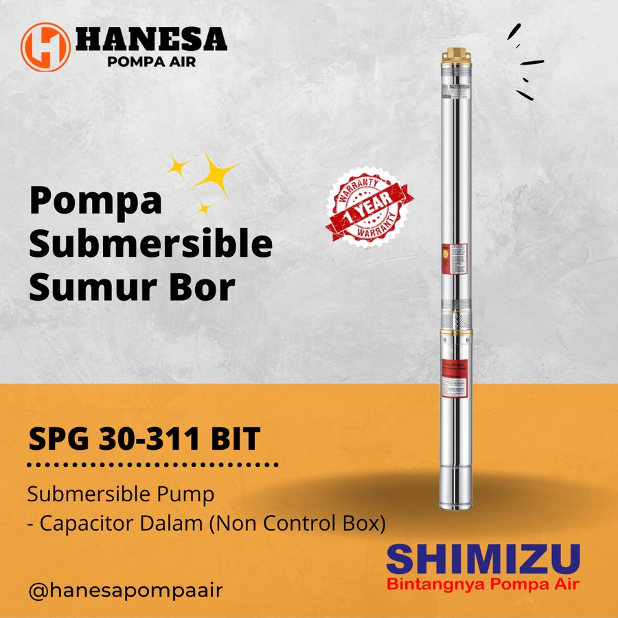 Jual SHIMIZU SPG 30-311 BIT-1/2HP Pompa Celup Sumur Dalam (Non Control ...