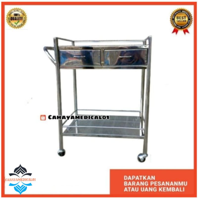 Jual Trolly instrumen 2 rak laci / Trolly instrumen stainles / Trolly ...