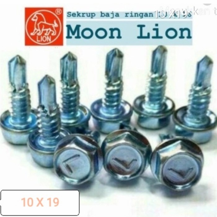 Jual Baut Baja Ringan 10x19 MOONLION / Sekrup Roofing Putih 10X19 MOON LION | Shopee Indonesia