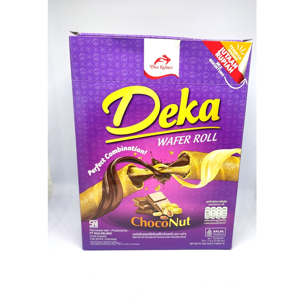 Jual Deka Wafer Roll Rasa ChocoNut 1 Box isi 24 pcs @7.5 gram Ready ...
