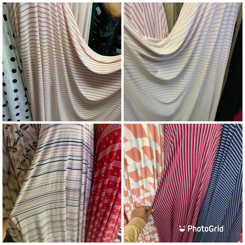 Jual Part 3 Kain Jearsy Spandek | Bahan Spandex Jearsey Motif Salur ...