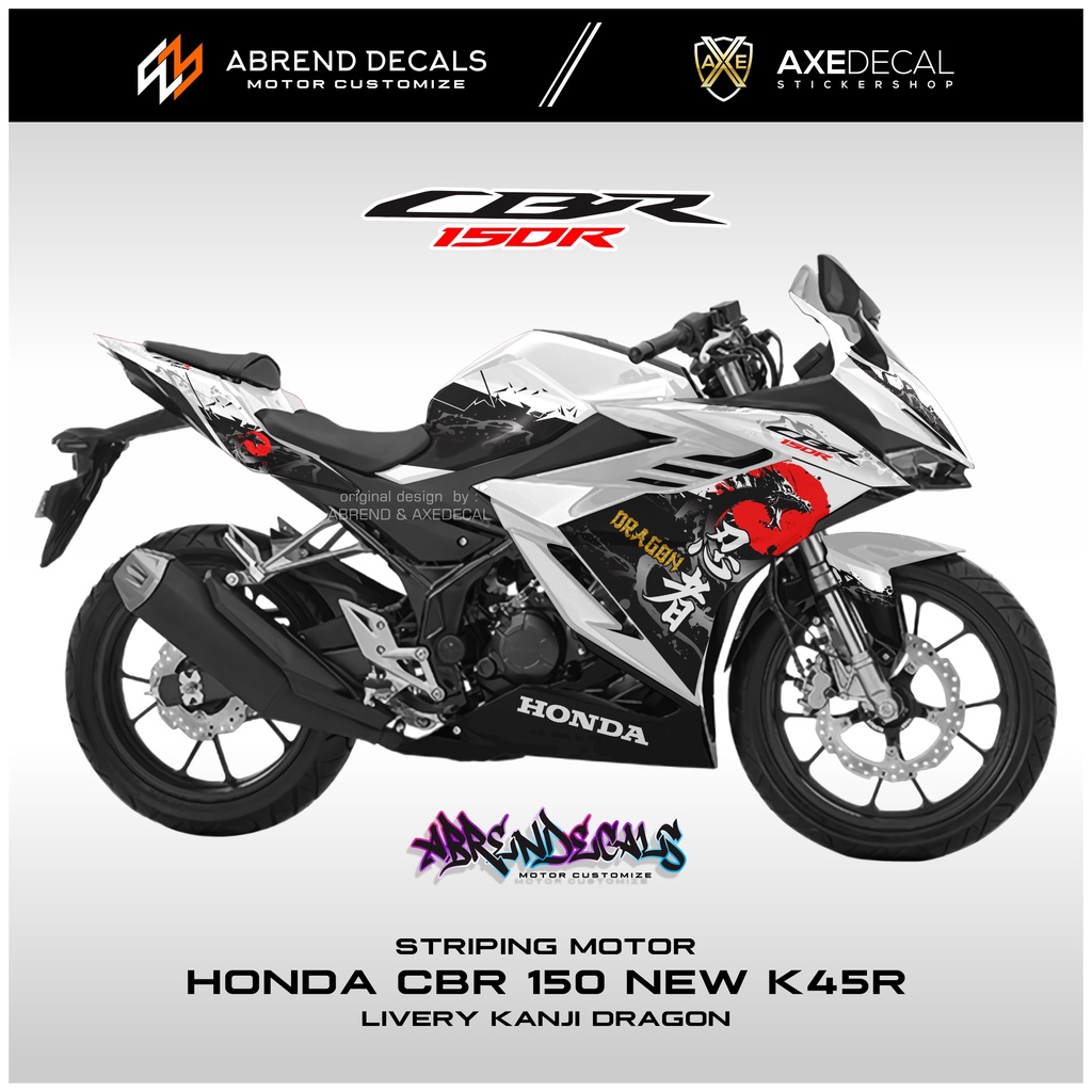 Jual Striping CBR 150 New Livery kanji Dragon / Stiker Motor Honda CBR 150 K45R Design Custom ...