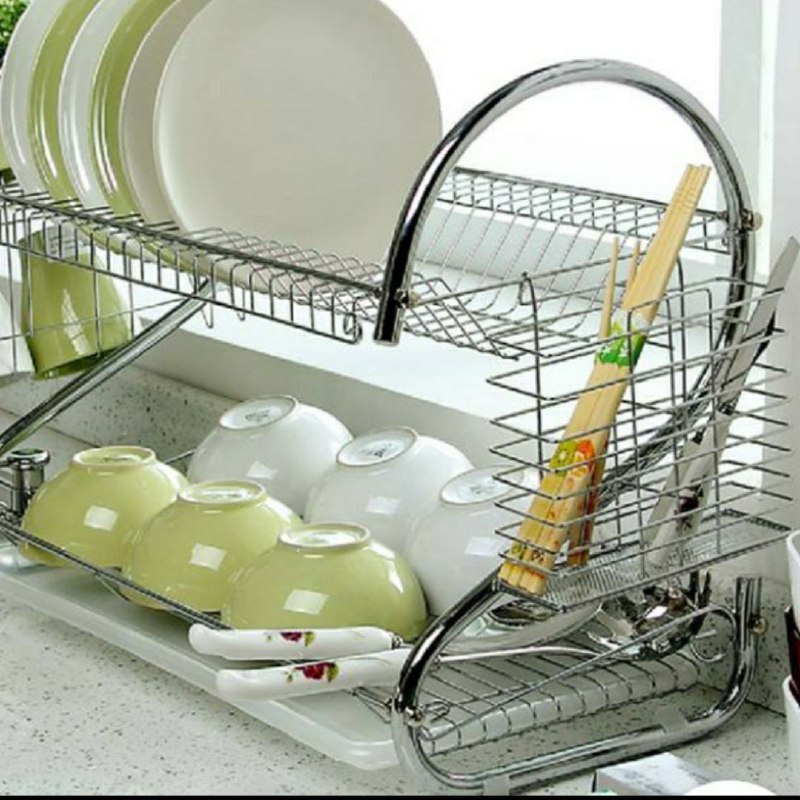 Jual Rak Piring Stainless 2 Susun Rak Peralatan Dapur 2 Tingkat 2 Tier ...
