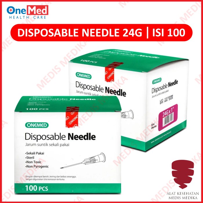 Jual Disposable Needle 24G Onemed Jarum Suntik Kesehatan 24 G x 1" Inch ...