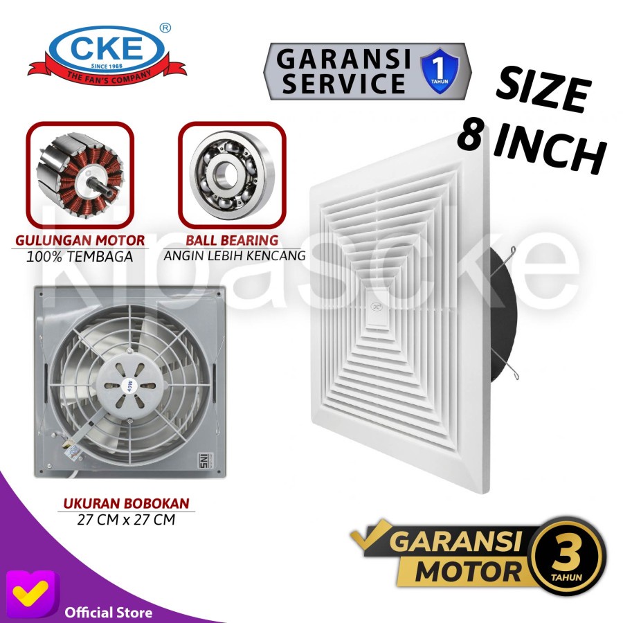 Jual Exhaust Fan Plafon 8" hexos/Heksos Ceiling Exhaust CKE bergaransi ...