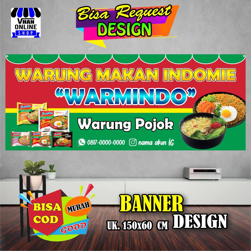 Jual Spanduk Banner Warmindo, Warung Makan Indomie, Wardomie Keren ...