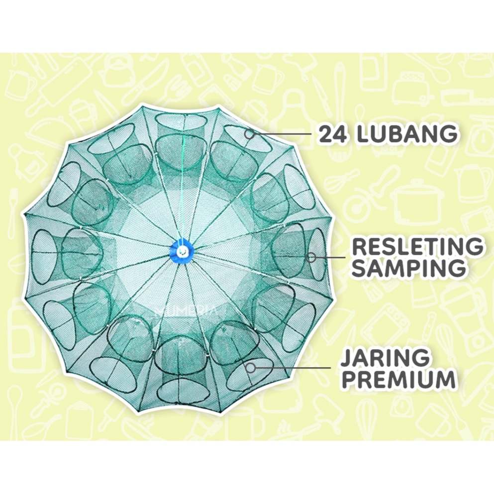 Jual Perangkap Bubu Payung 24 Lubang Alat Jaring Pancing Jala Ikan ...