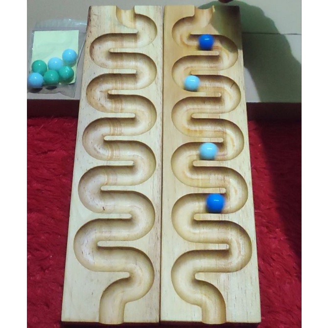 Jual Kayu Lintasan Kelereng, Track set Marble model Ular, Wooden Marble ...