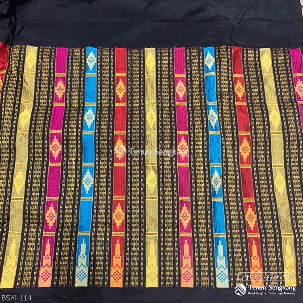 Jual Kain Tenun Sulam Motif Bugis Makassar Hitam - Tenun Sengkang BSM ...