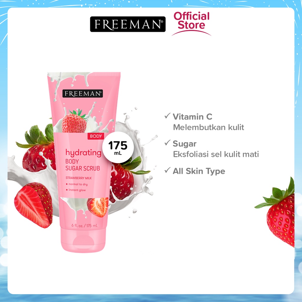 Jual Freeman Hydrating Strawberry Milk Body Sugar Scrub 175ml | Shopee ...