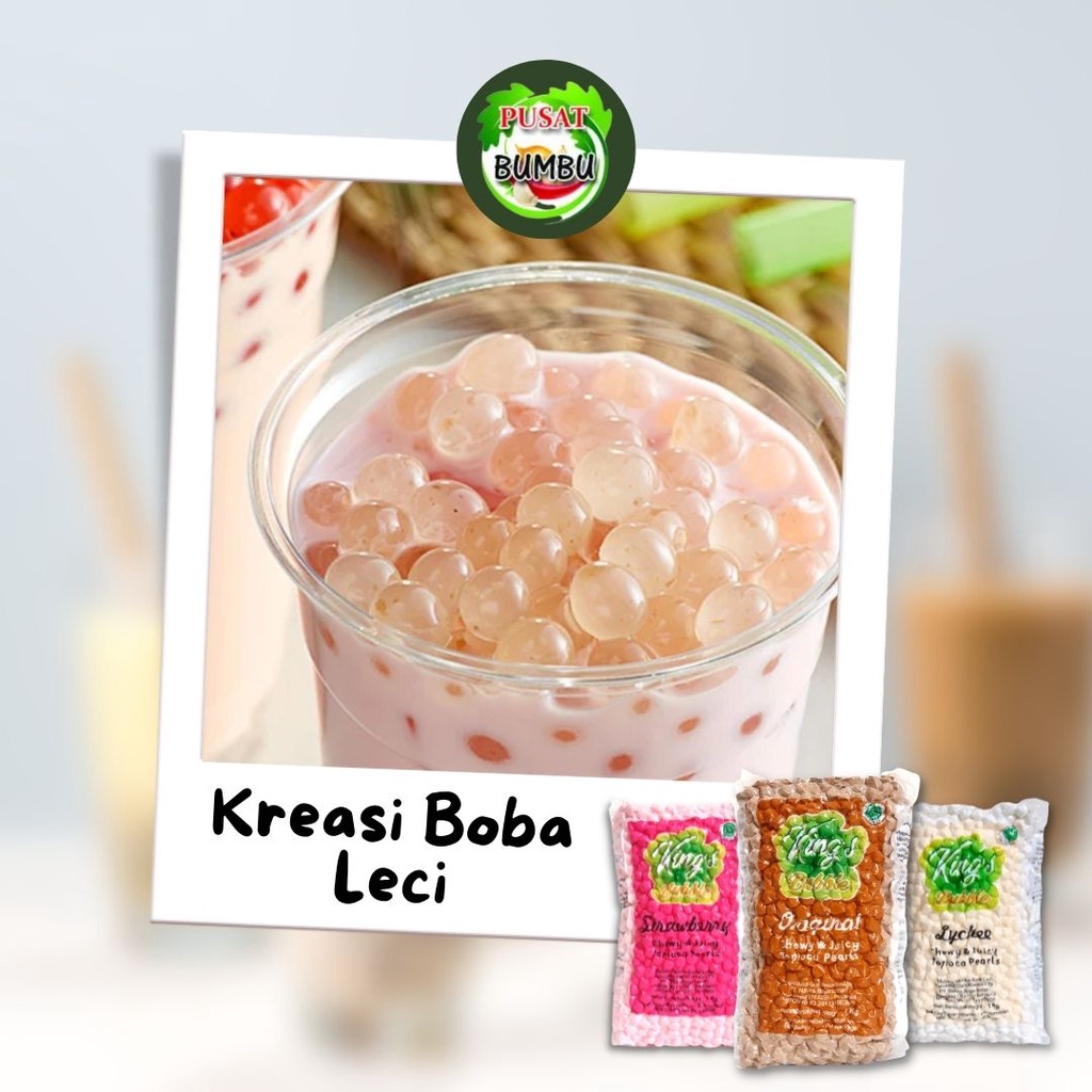 Jual Boba kings boba bahan minuman kekinian rasa leci strawberry 1 kg ...