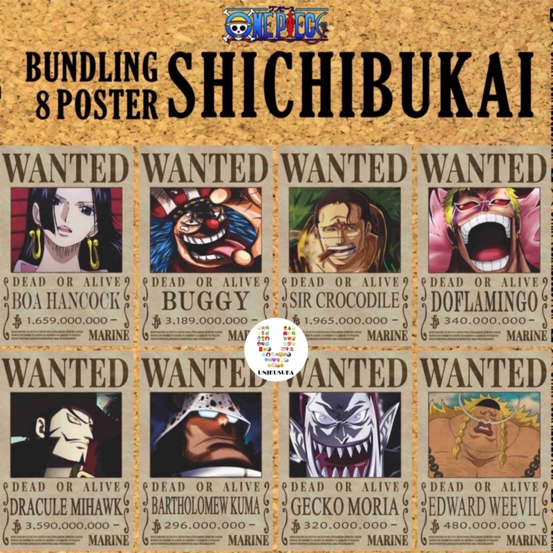 Jual [UNIKUSUKA] POSTER ONE PIECE SET BOUNTY OUKA SHICHIBUKAI 8 POSTER ...